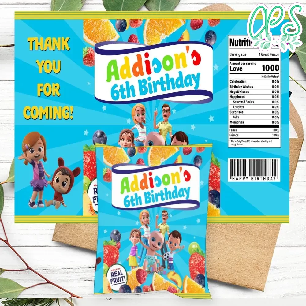 Looloo Kids Birthday Party Fruit Snack Bag Digital File | CustomPartyShirts
