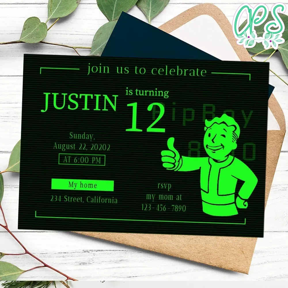 Fallout 4 Pipboy Invitation Customizable Template DIY | CustomPartyShirts