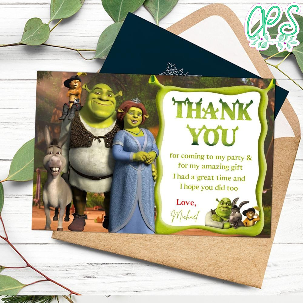 Shrek Thank You Card Customizable Template DIY | CustomPartyShirts