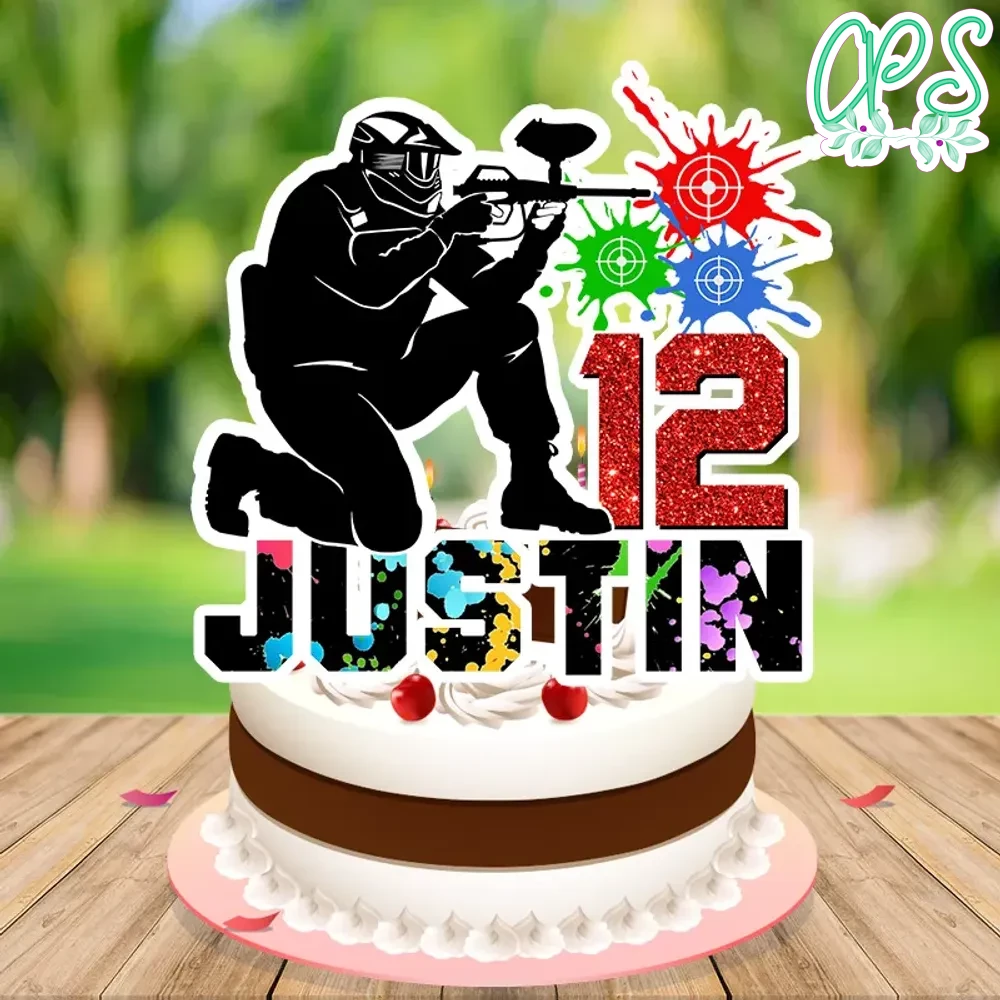 Paintball Birthday Cake Topper Template Printable | CustomPartyShirts