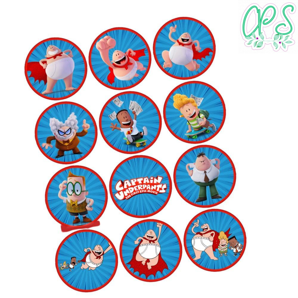 Captain Underpants Cupcake Toppers Template Printable Instant Download ...