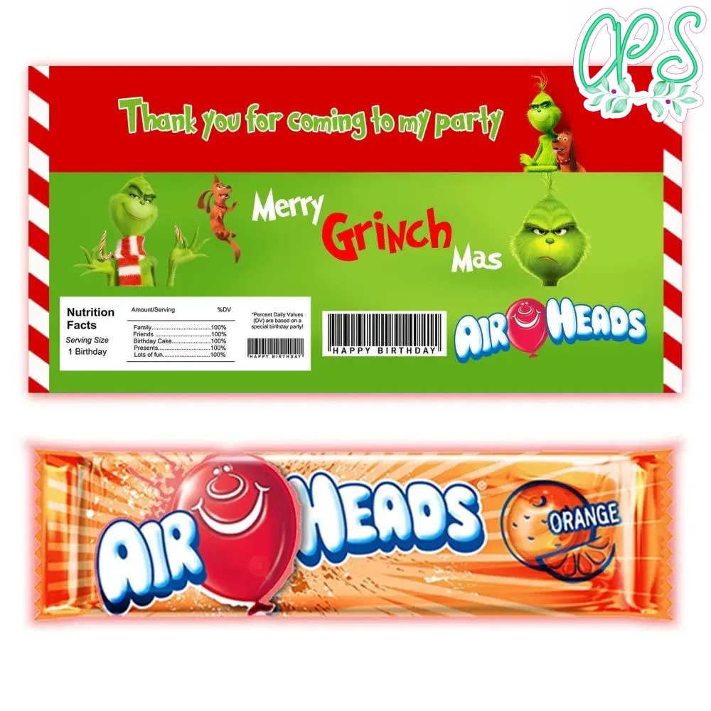 Grinch Airhead Candy Wrapper Template Printable | CustomPartyShirts