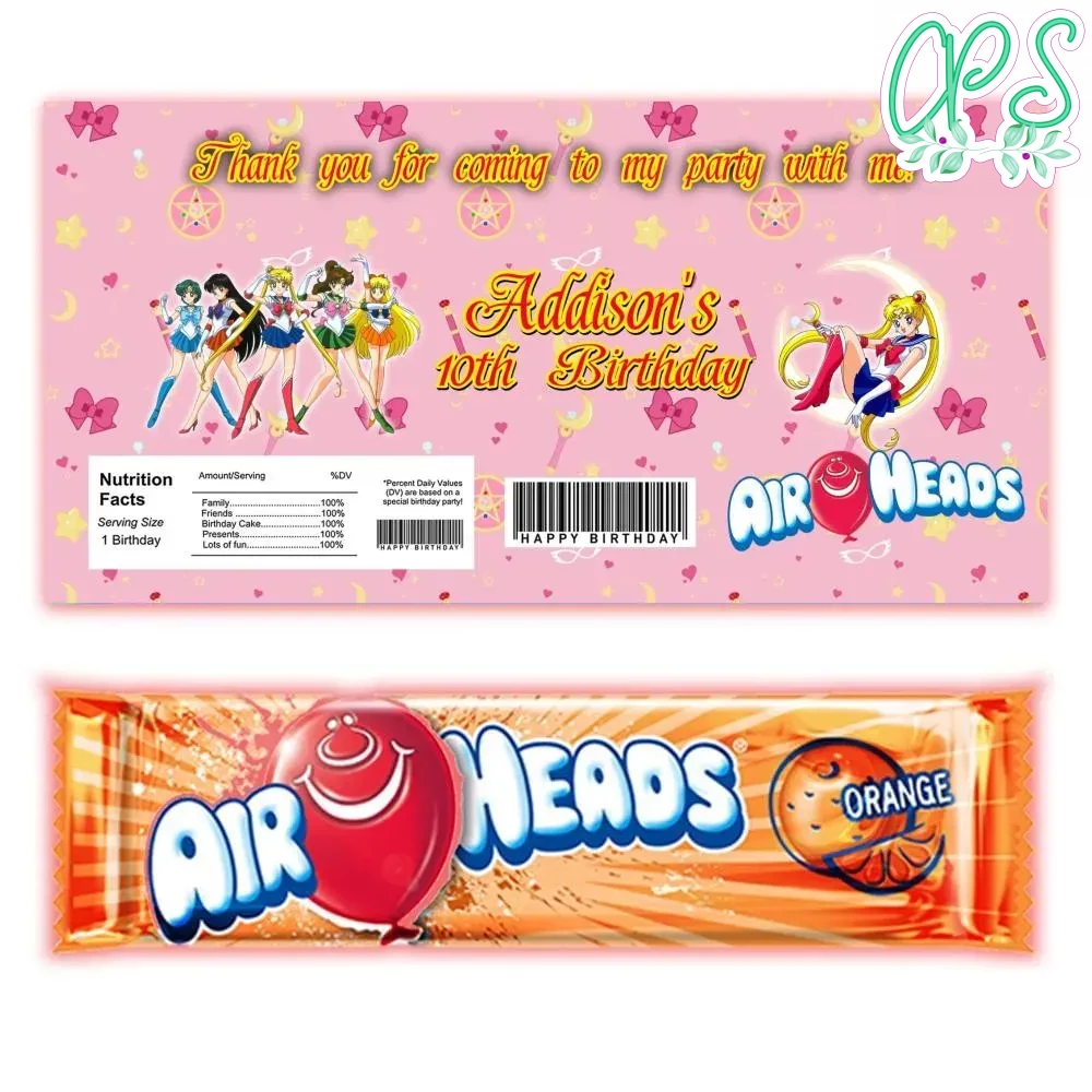 Sailor Moon Airhead Candy Wrapper Template Printable | CustomPartyShirts