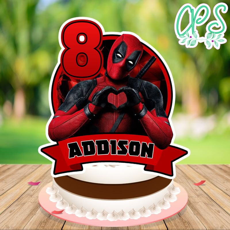 Deadpool Birthday Cake Topper Template Printable | CustomPartyShirts Studio