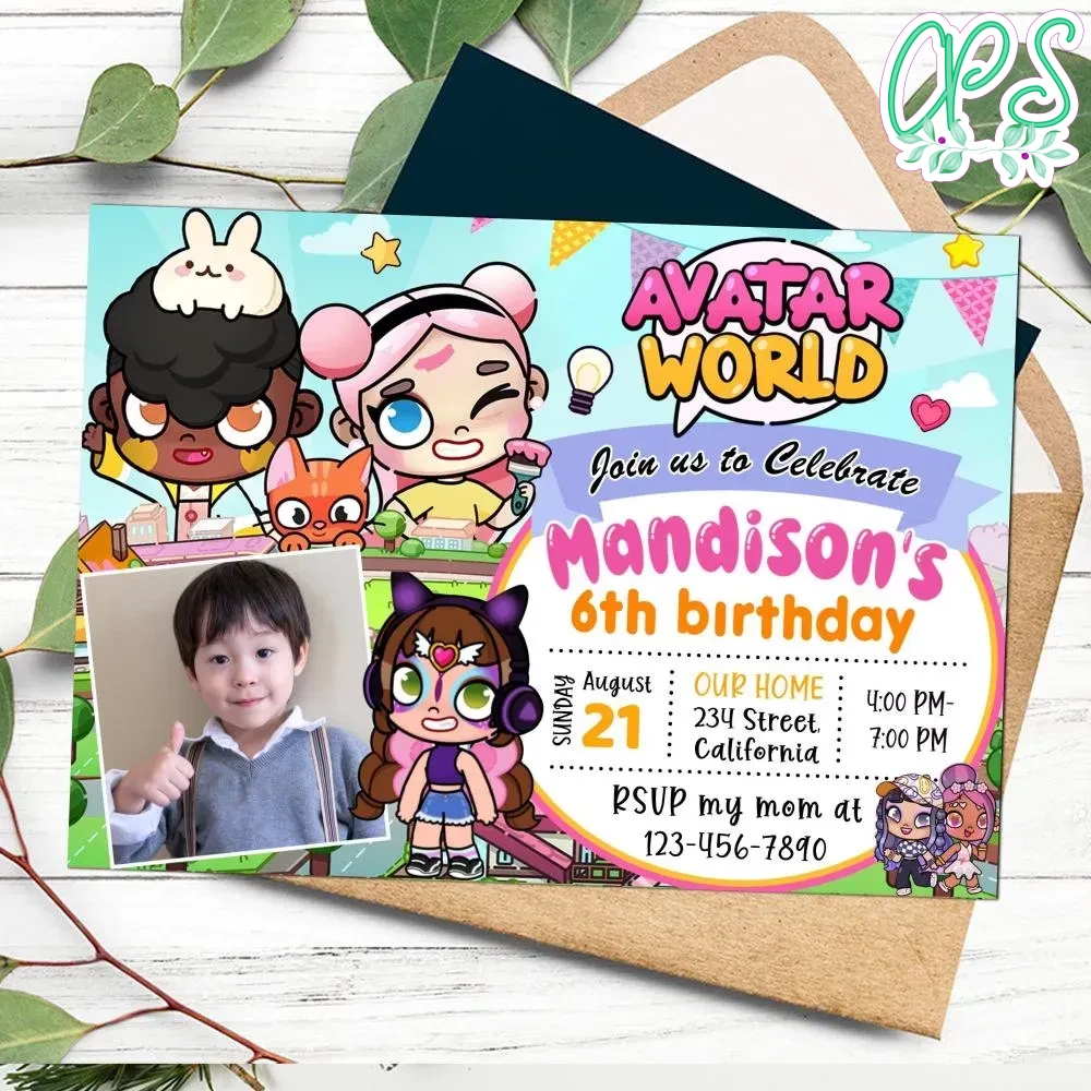 Avatar World Birthday Invitation with Photo Customizable ...