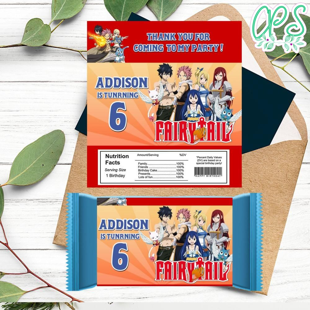 Fairy tail Candy bar Label Customizable Template DIY | CustomPartyShirts