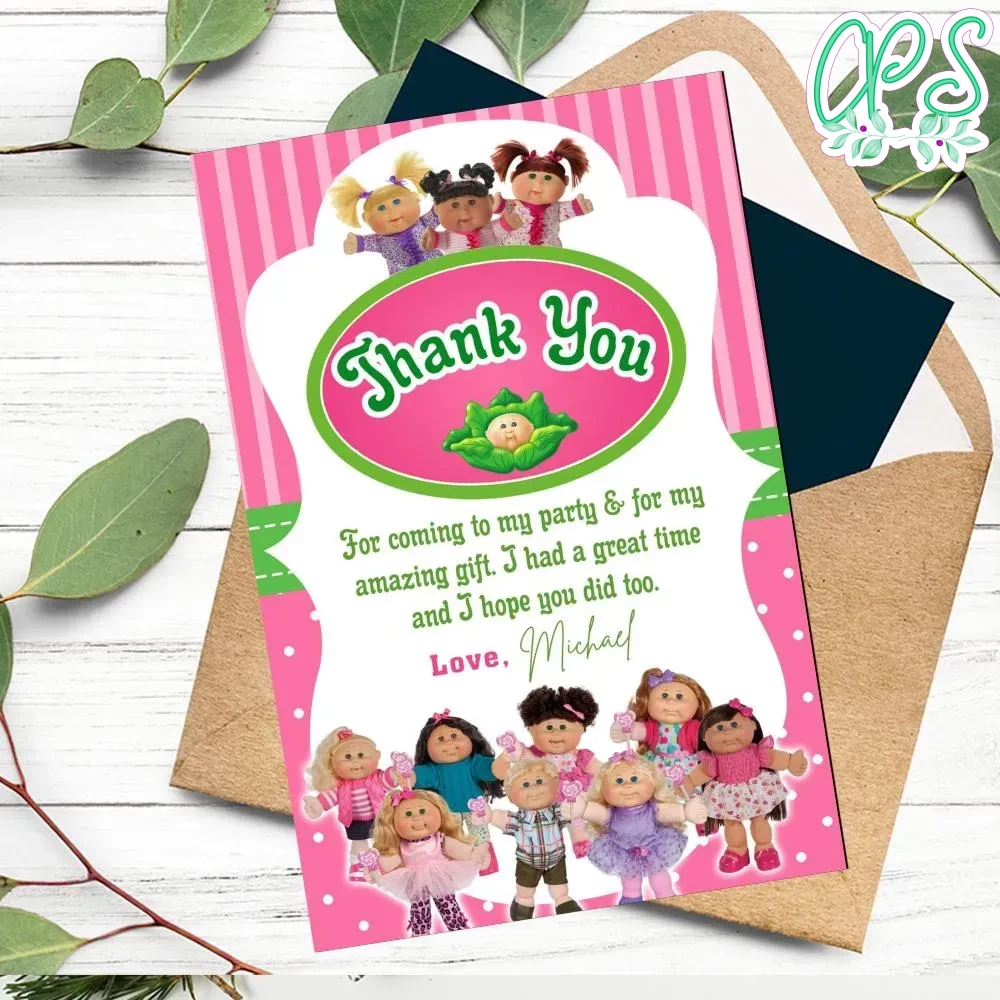 Cabbage Patch Thank You Card Customizable Template DIY | Partyinvitedesign