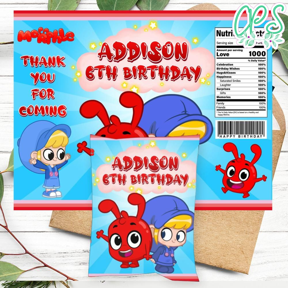 Morphle Birthday Party Chip Bag Digital File Printable | CustomPartyShirts