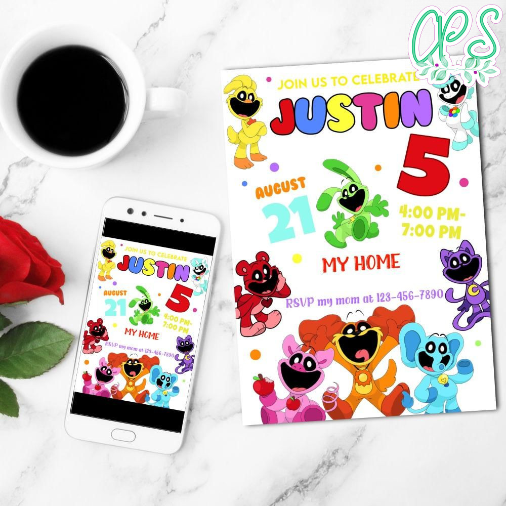 Smiling critters Invitation Customizable Template DIY | CustomPartyShirts