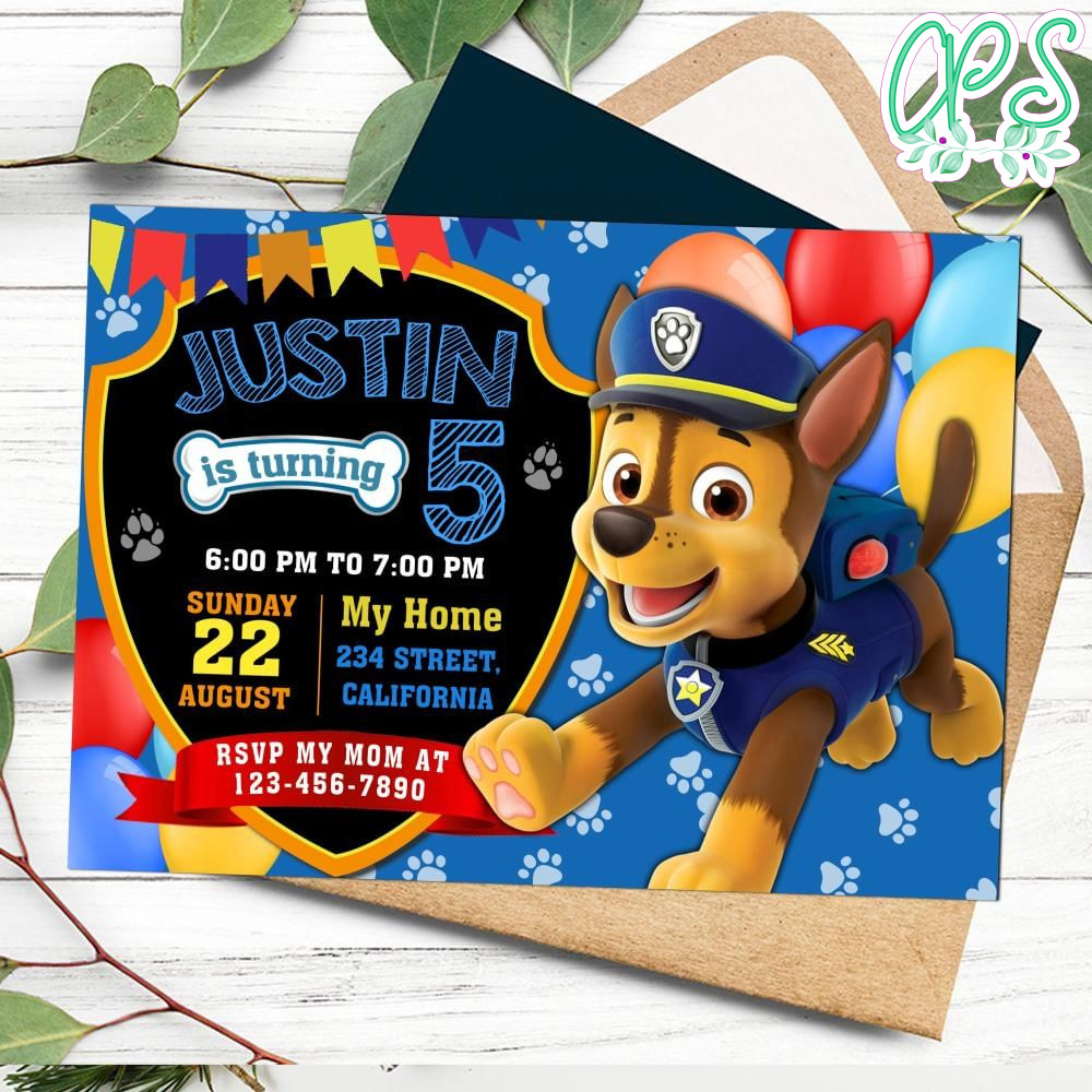Chase Invitation Customizable Template DIY | CustomPartyShirts