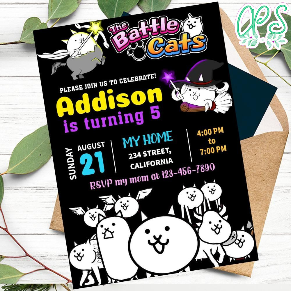 The Battle cats Invitation Customizable Template DIY | CustomPartyShirts