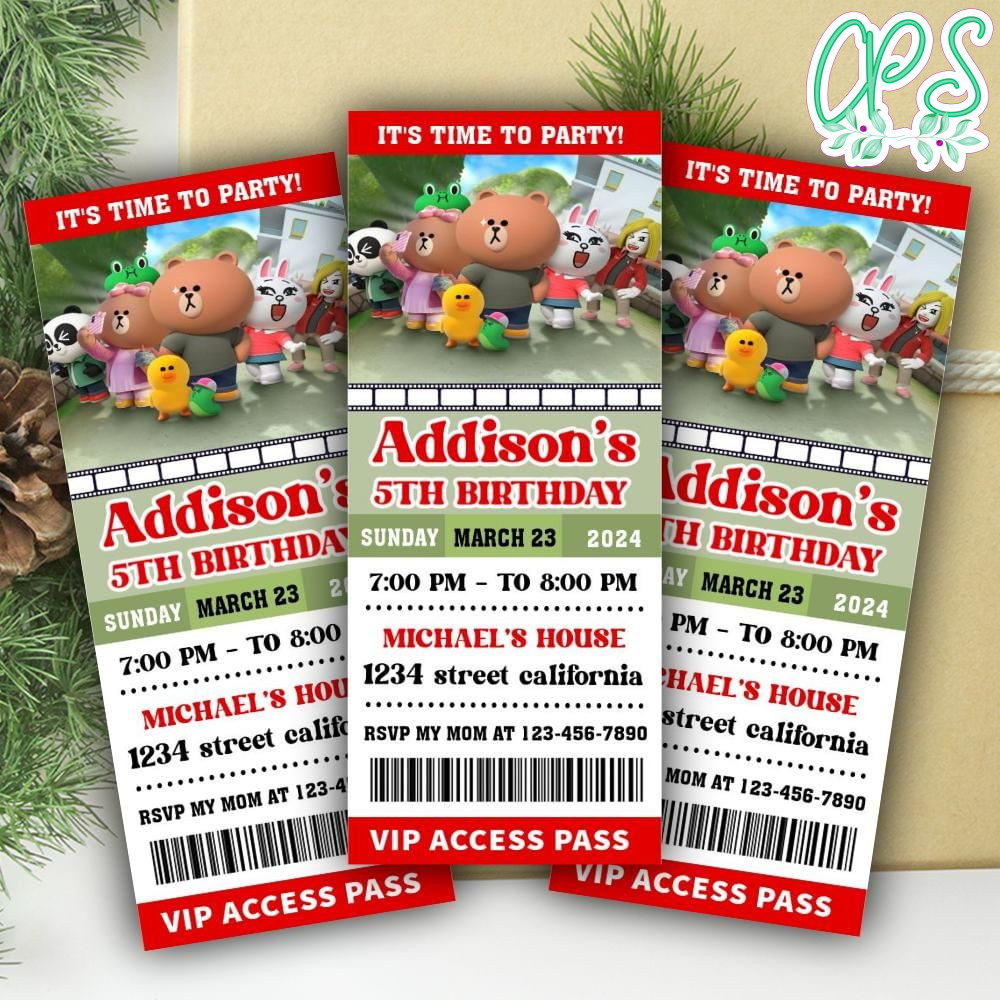 Brown And Friends Ticket Invitation Customizable Template ...