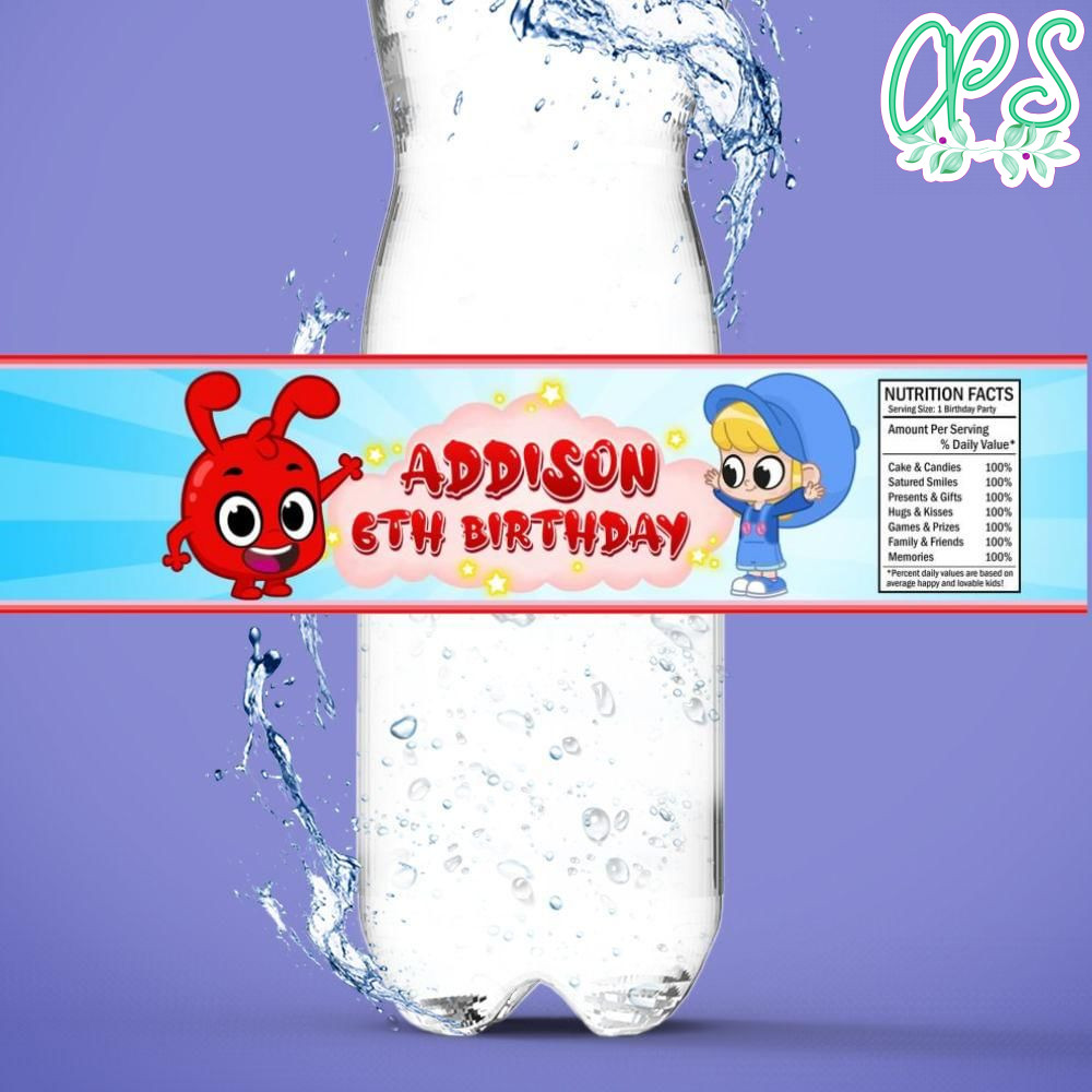 Morphle Birthday Water Bottle Label Template | CustomPartyShirts