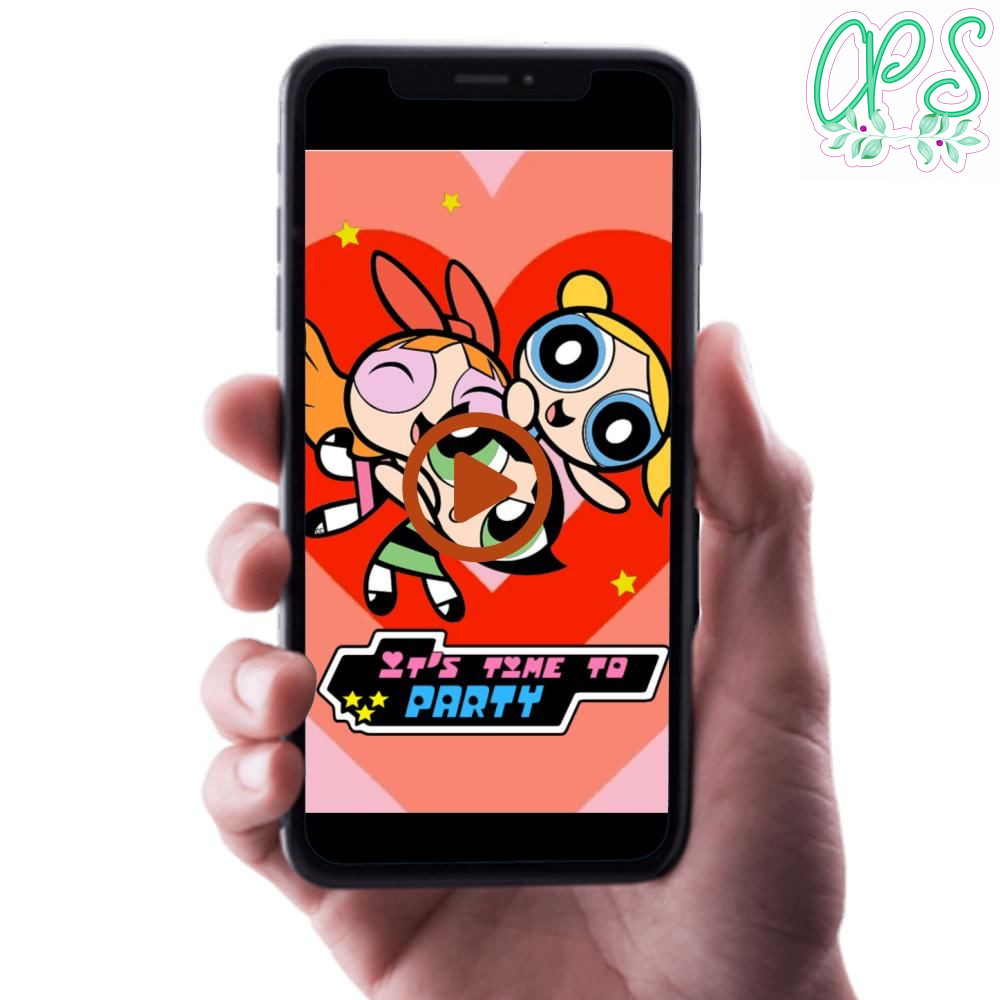 Powerpuff Video Invitation Digital Template DIY | Partyinvitedesign