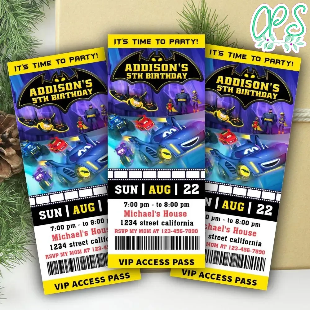 Batwheels Ticket Invitation Customizable Template | CustomPartyShirts