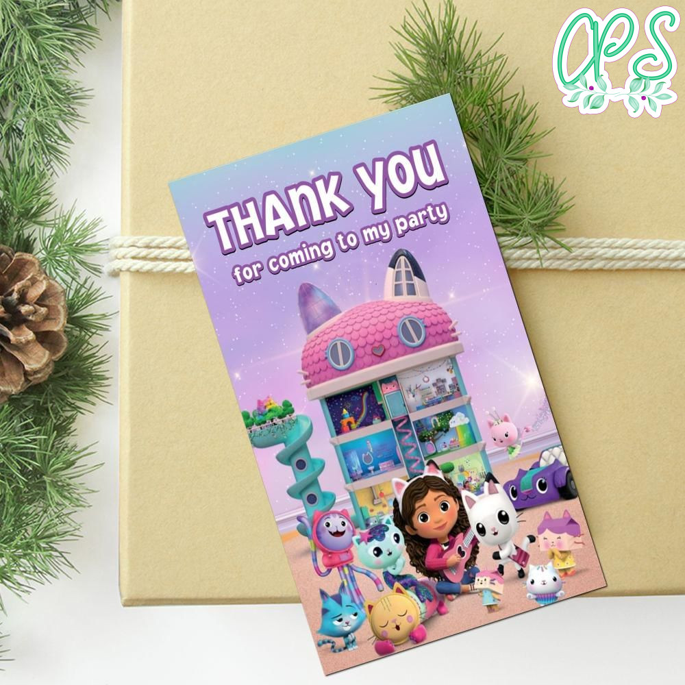 Gabby's Dollhouse Thank you tag Customizable Template DIY ...