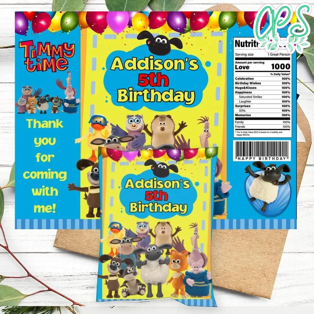 Timmy Time Birthday Chip Bag Digital File Printable | CustomPartyShirts