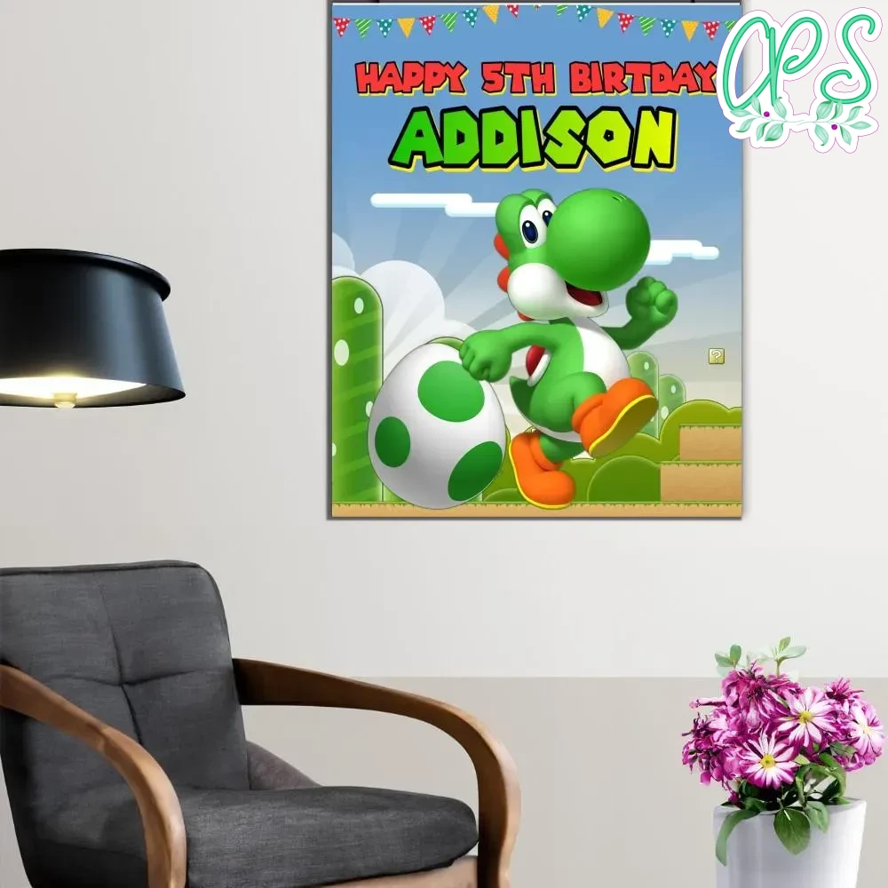 Yoshi Birthday Welcome Sign Digital File Printable DIY | CustomPartyShirts
