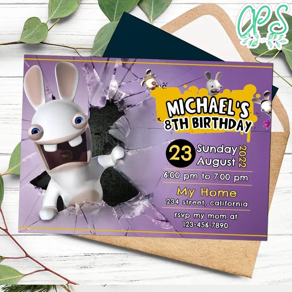 Rabbids Invitation Customizable Template DIY | CustomPartyShirts