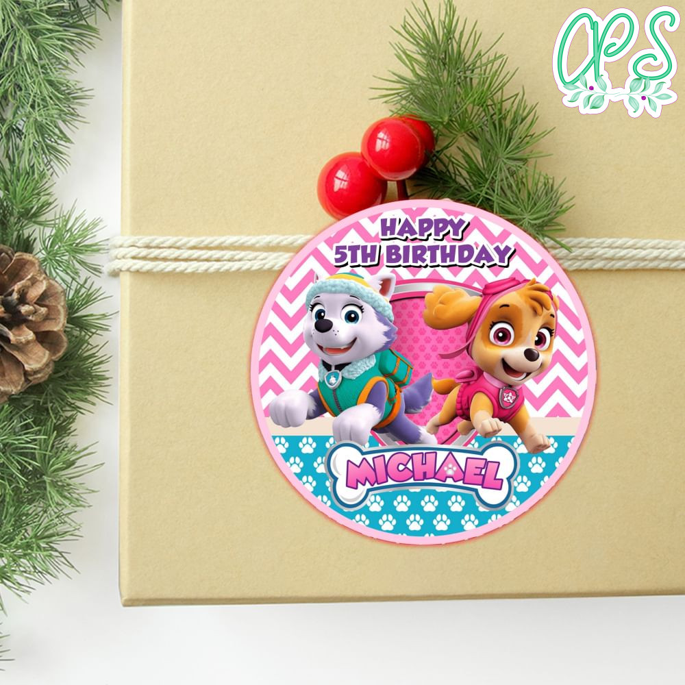 Skye And Everest Circle Sticker Template Customizable DIY ...