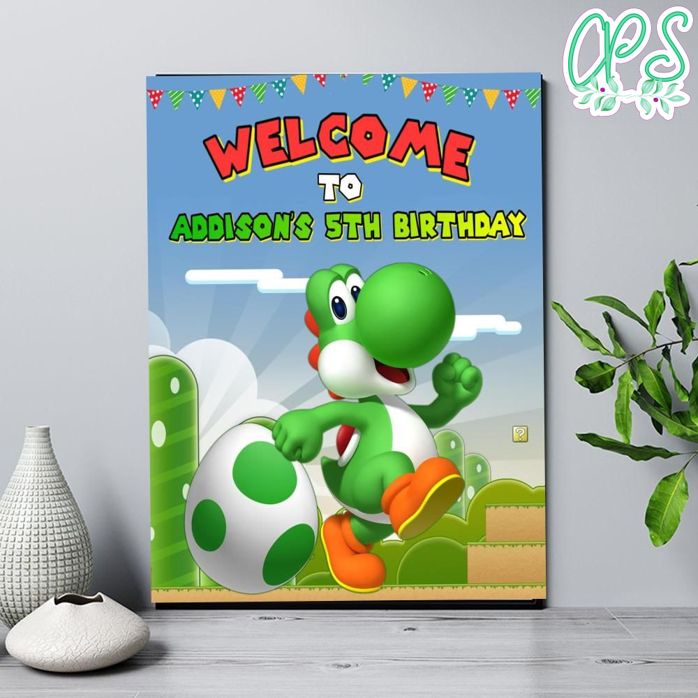Yoshi Birthday Welcome Sign Digital File Printable DIY | CustomPartyShirts