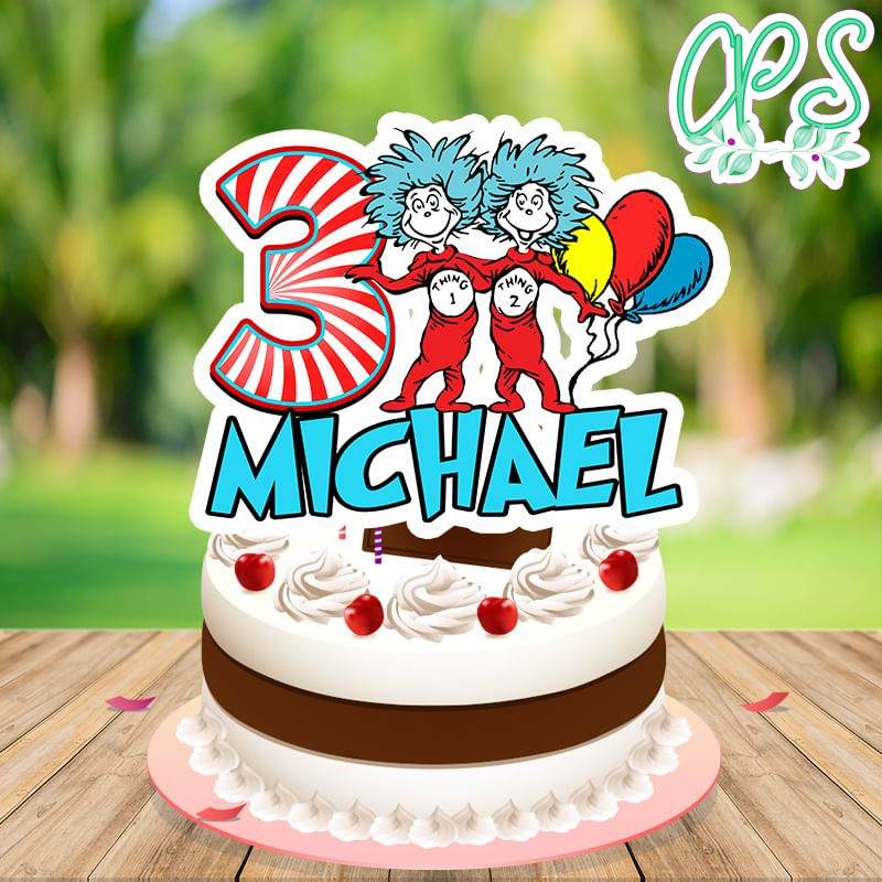 Thing 1 thing 2 Birthday Cake Topper Template Printable | Partyinvitedesign