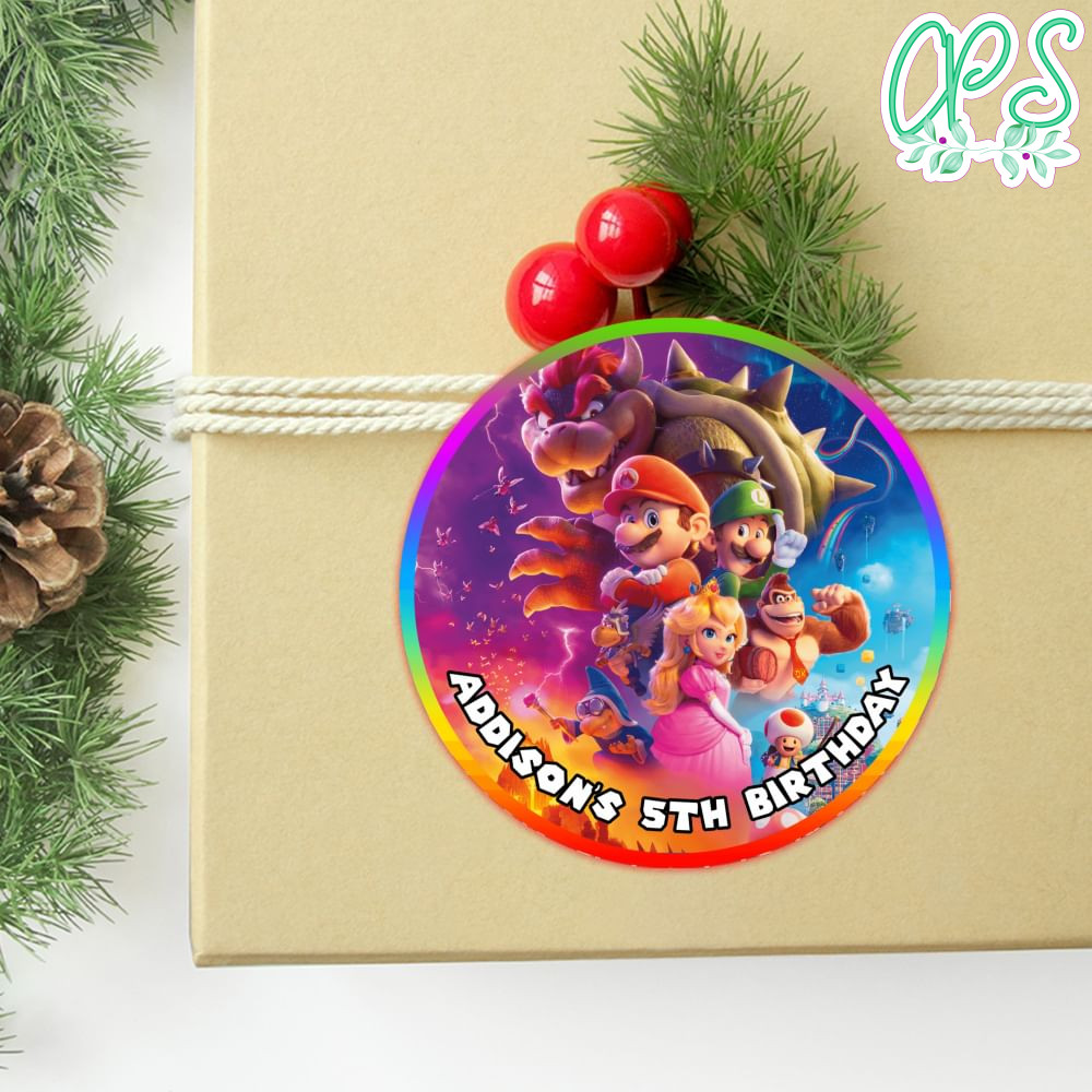 Super Mario Bros Circle Sticker Template Customizable DIY ...