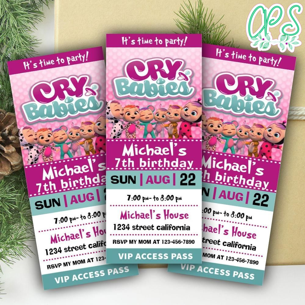 Cry Babies Ticket Invitation Customizable Template | CustomPartyShirts