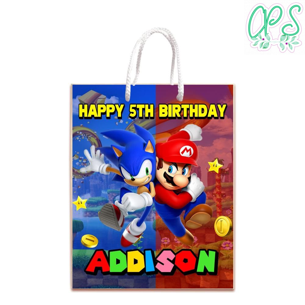 Sonic Mario Gift Bag Label Template Printable DIY | CustomPartyShirts