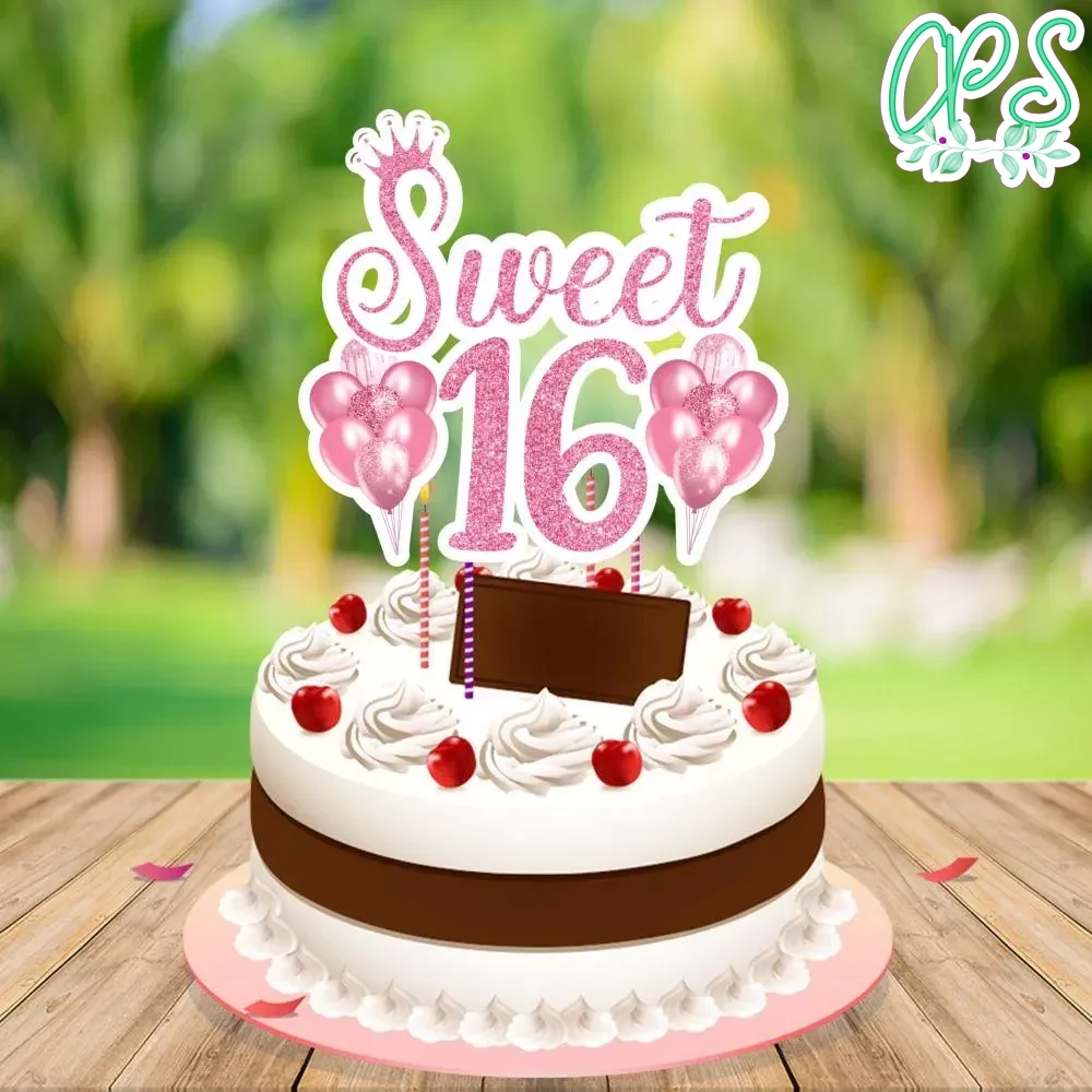 Sweet 16 Pink Birthday Cake Topper Template Printable | CustomPartyShirts