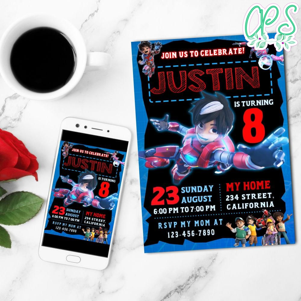 Mechamato Invitation Customizable Template DIY | CustomPartyShirts