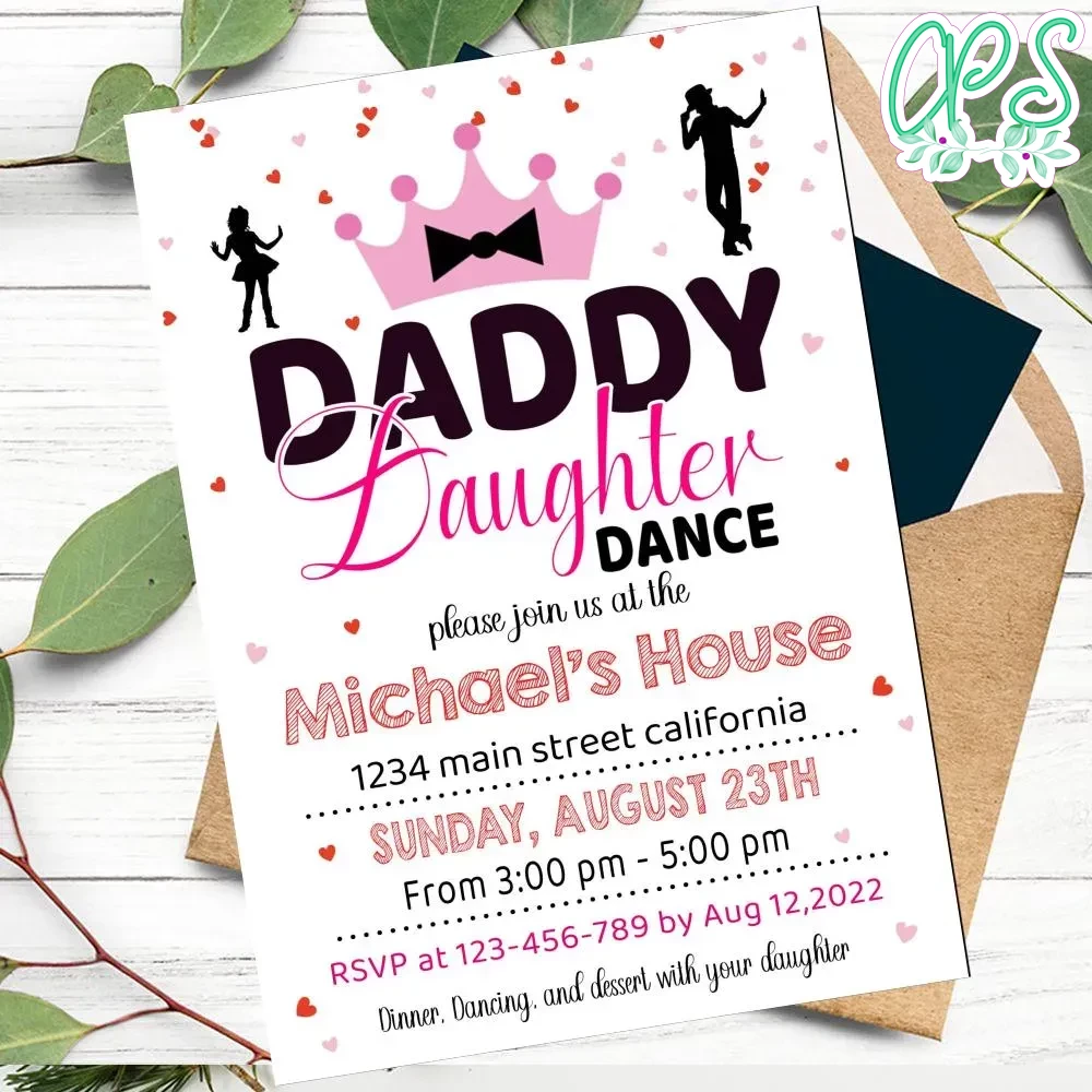 Daddy Daughter Dance Party Invitation Customizable Template ...