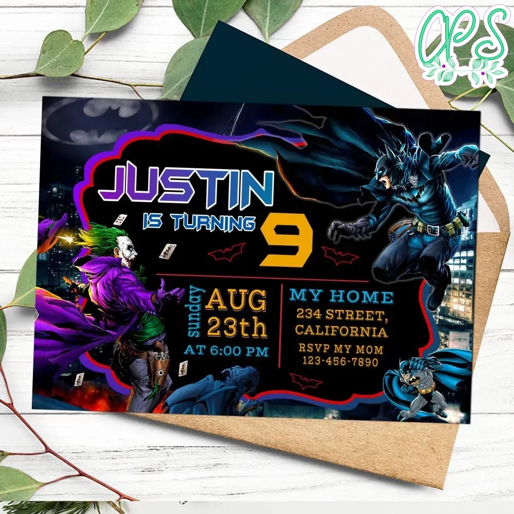 Batman and joker Invitation Customizable Template DIY | CustomPartyShirts
