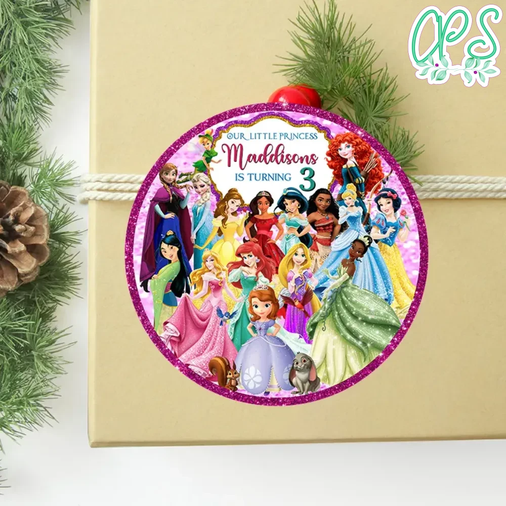 Disney princes Birthday Round Label Digital File Customizable DIY ...
