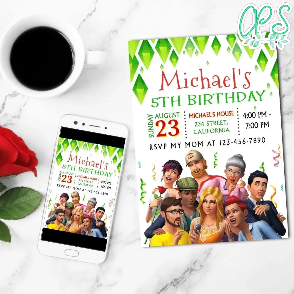 The Sims 4 Birthday Invitation Customizable Template DIY ...