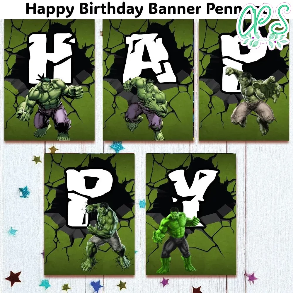 Hulk Banner Pennant Digital File Template | CustomPartyShirts