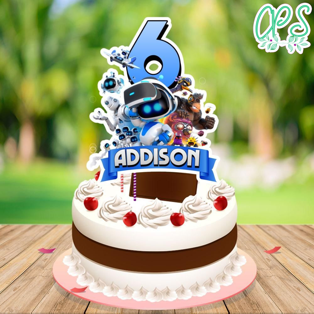 Astro Bot Birthday Cake Topper Template Printable | CustomPartyShirts