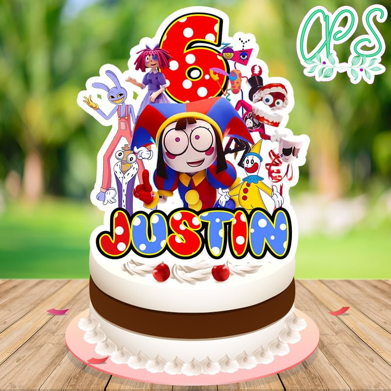 Digital Circus Birthday Cake Topper Template Printable | CustomPartyShirts