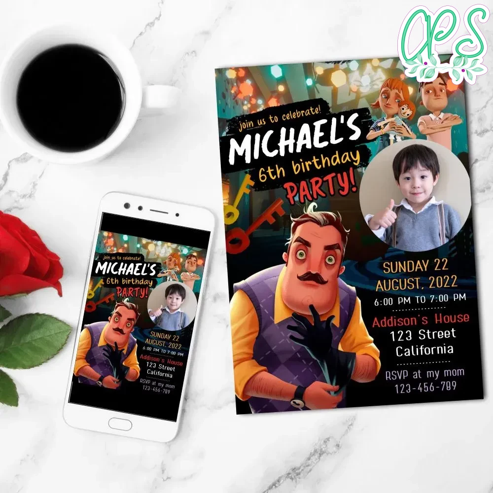 Hello neighbor Birthday Invitation With photo Customizable DIY ...