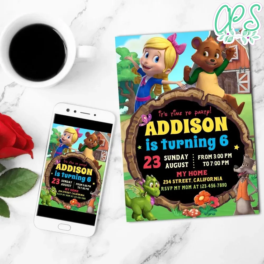Goldie and Bear Invitation Customizable Template DIY | CustomPartyShirts