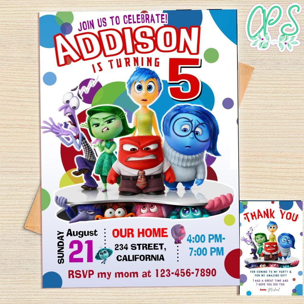 Inside Out 2 Invitation Template Free Thank You Card Printable ...