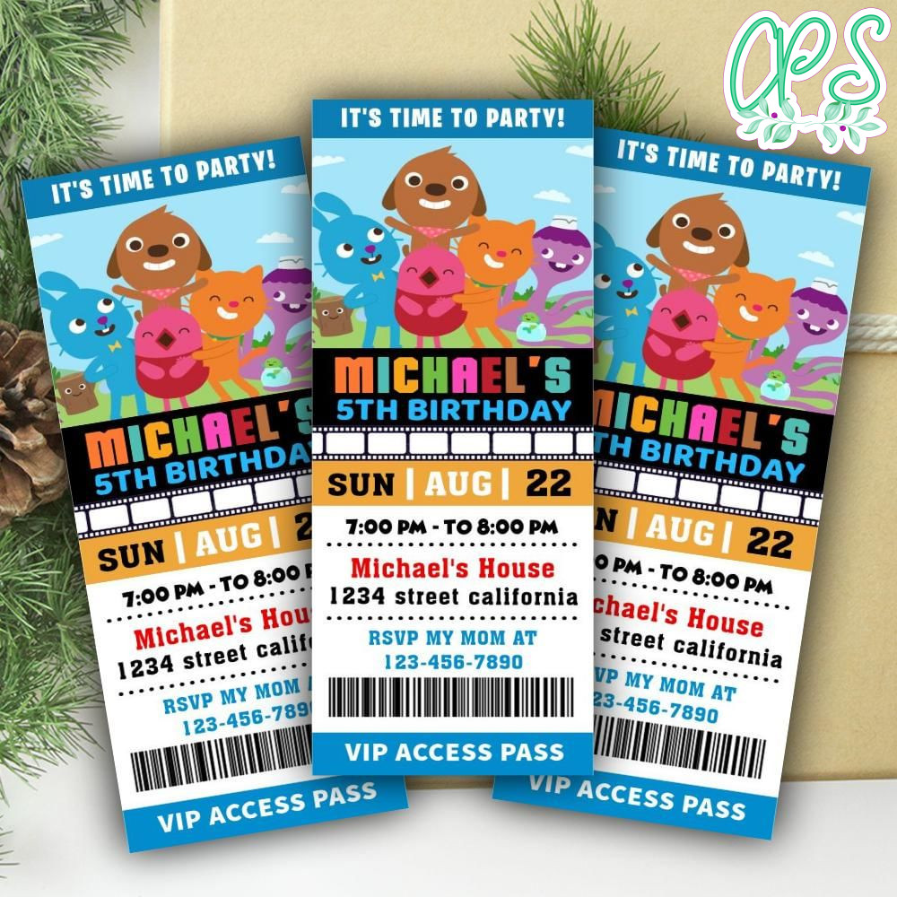 Sago Mini Ticket Invitation Customizable Template | CustomPartyShirts