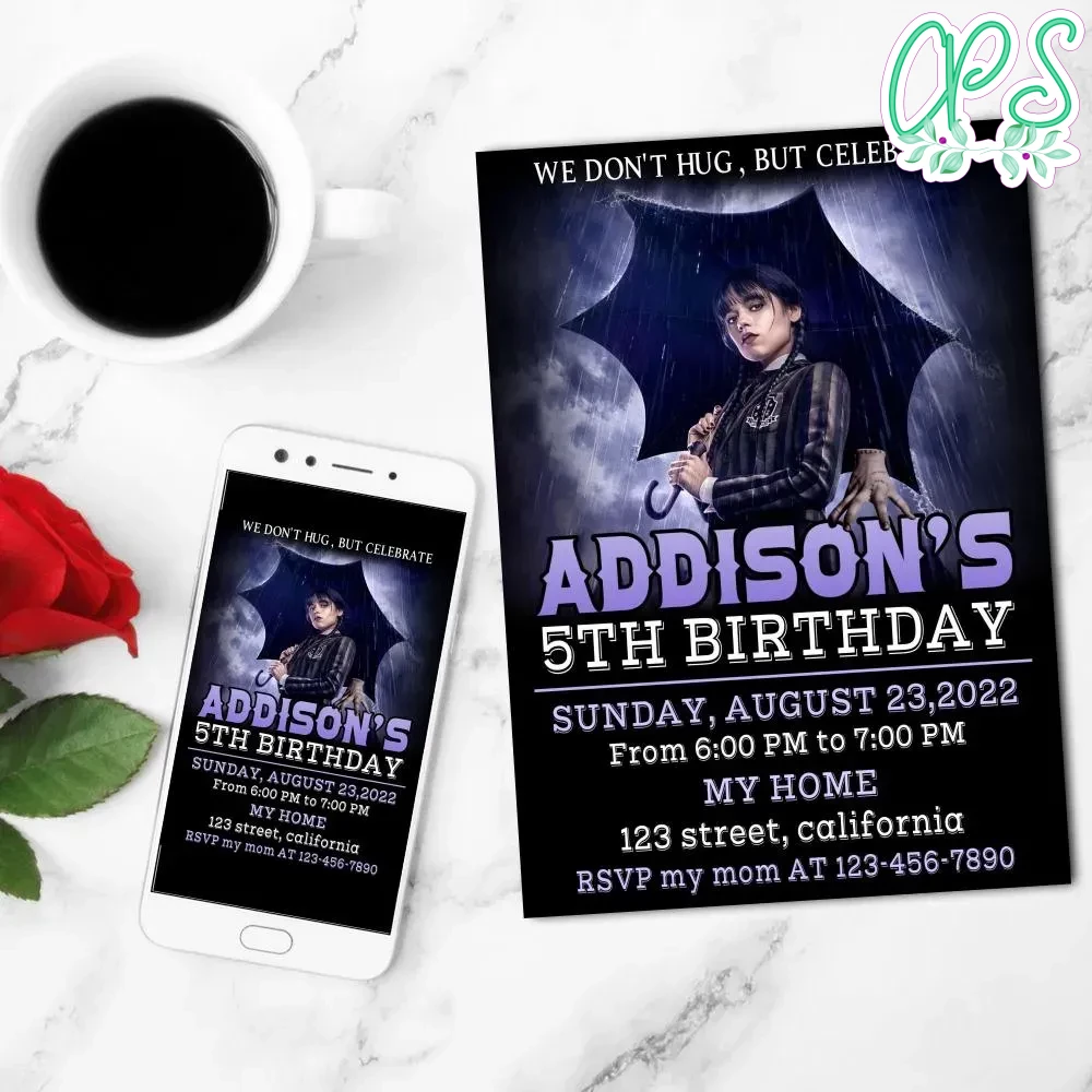 Wednesday Digital Invitation Customizable Template DIY | CustomPartyShirts