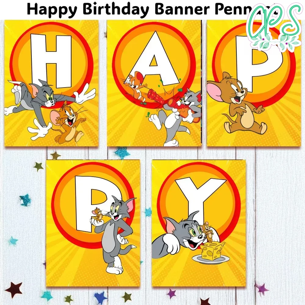 Tom And Jerry Banner Pennant Digital File Template | CustomPartyShirts