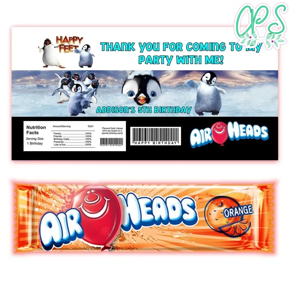 Happy Feet Airhead Candy Wrapper Template Printable | CustomPartyShirts
