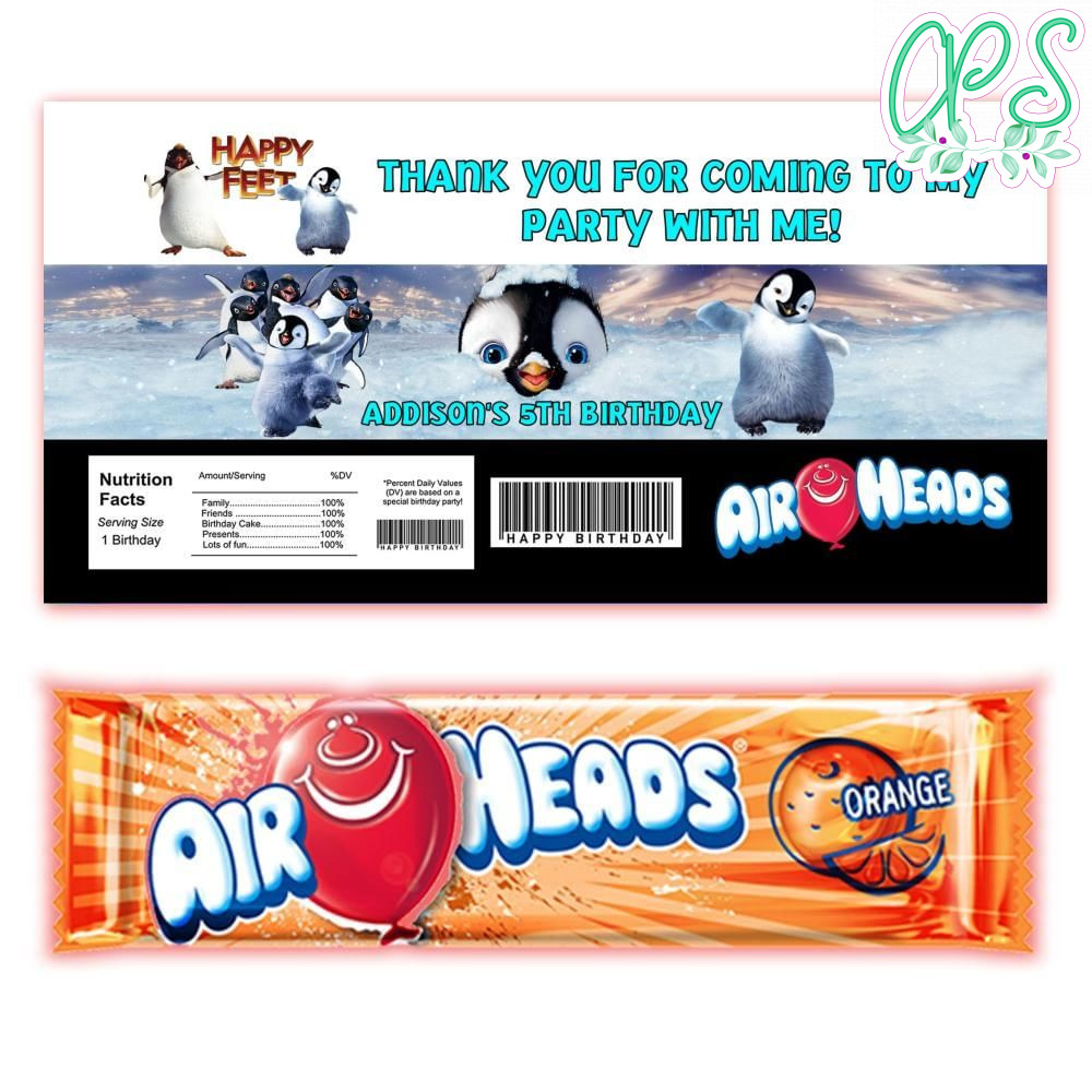 Happy Feet Airhead Candy Wrapper Template Printable | CustomPartyShirts