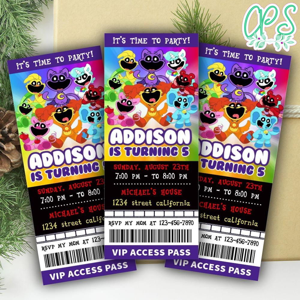 Smiling Critters Ticket Invitation Customizable Template ...