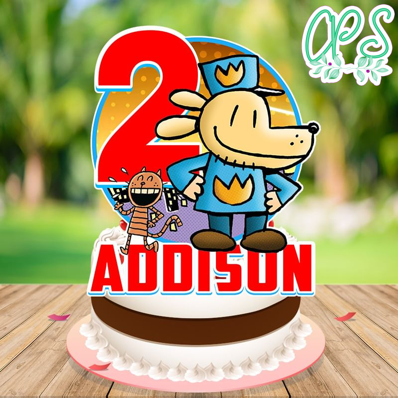 Dog man Birthday Cake Topper Template Printable | CustomPartyShirts