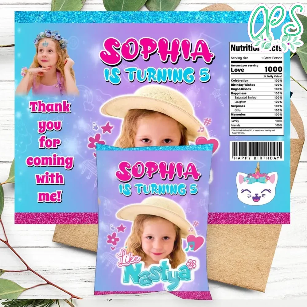 Nastya Birthday Party Chip Bag Digital File DIY | CustomPartyShirts
