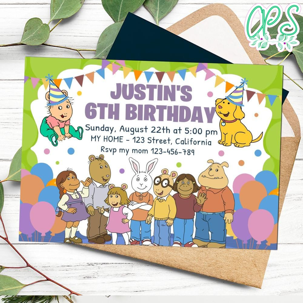 Arthur Invitation Customizable Template DIY | CustomPartyShirts